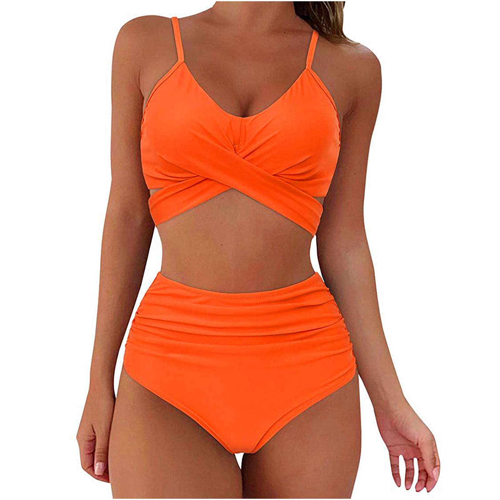 Womens Bikini Sets Two Piece Bathing Suit High Waisted Twist V Neck Swimsuit Sexy Push Up Criss