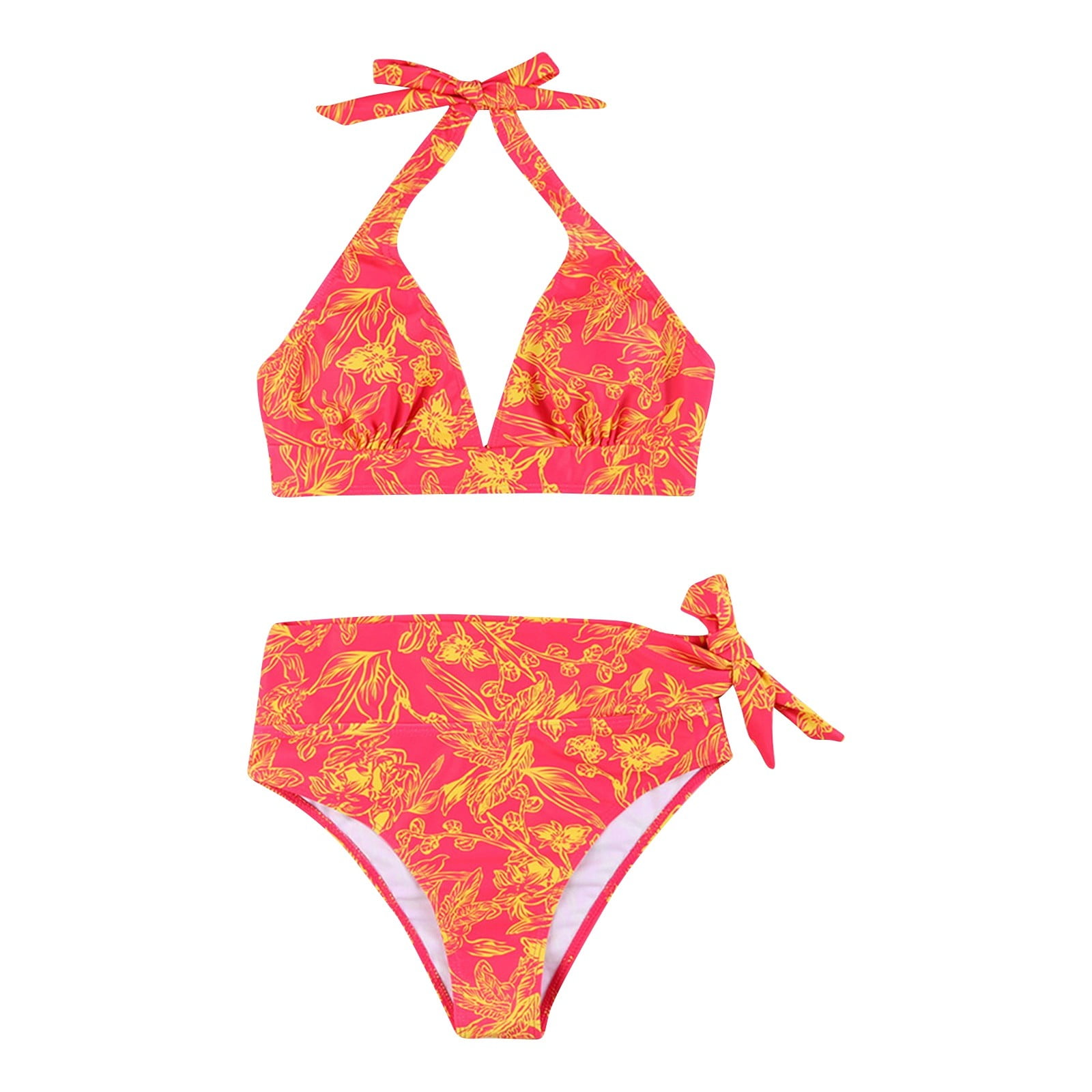 Women's Bikini Swimsuits High Waisted Solid Color Push Up Tankini Plus ...