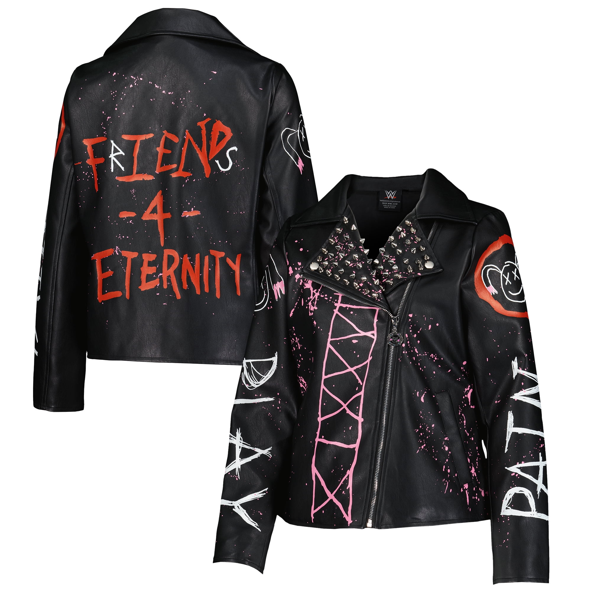 Women's Black Alexa Bliss Friends for Eternity Full-Zip Faux Leather ...
