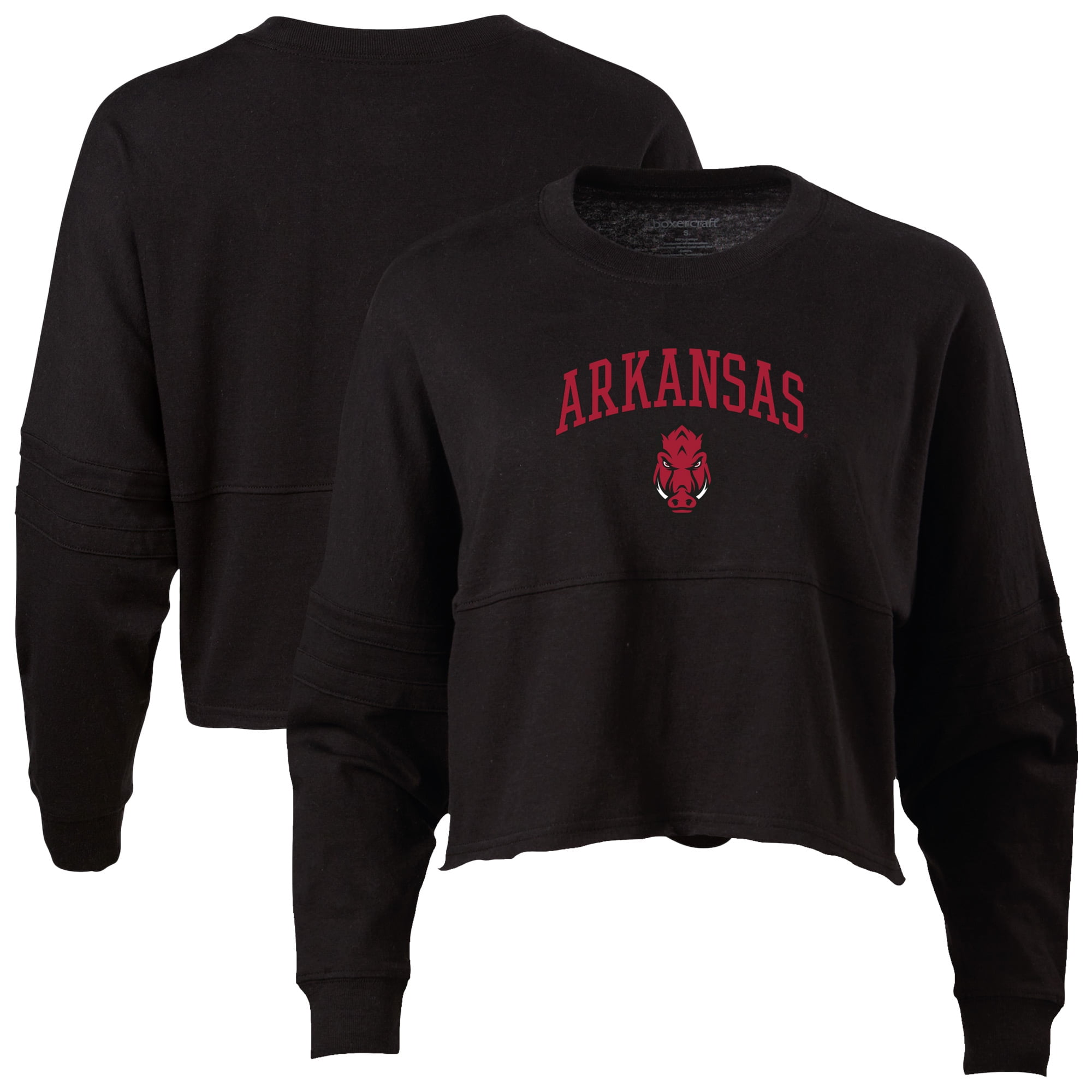 Women's Black Arkansas Razorbacks Oversized Cropped Retro Long Sleeve T-Shirt - Walmart.com