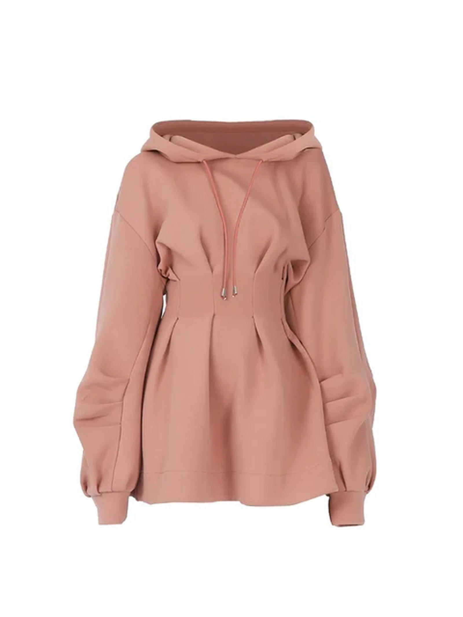 Women's Black Goth A-line Evening Dress Elegant Long Sleeve Hoodies One ...