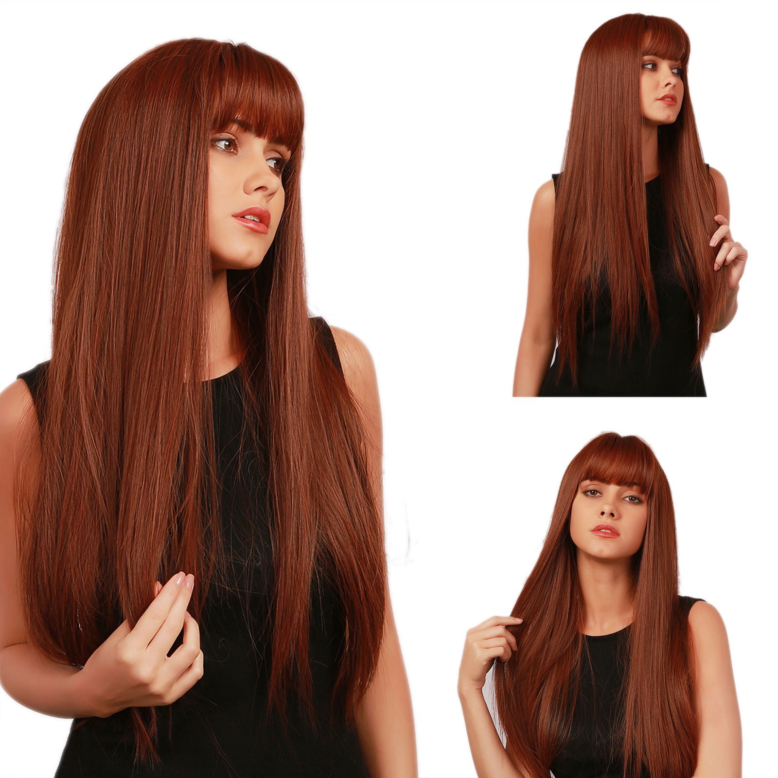 Women's Black Micro Curl Head Set Wavy Curl Wig Can Be Straightened and ...