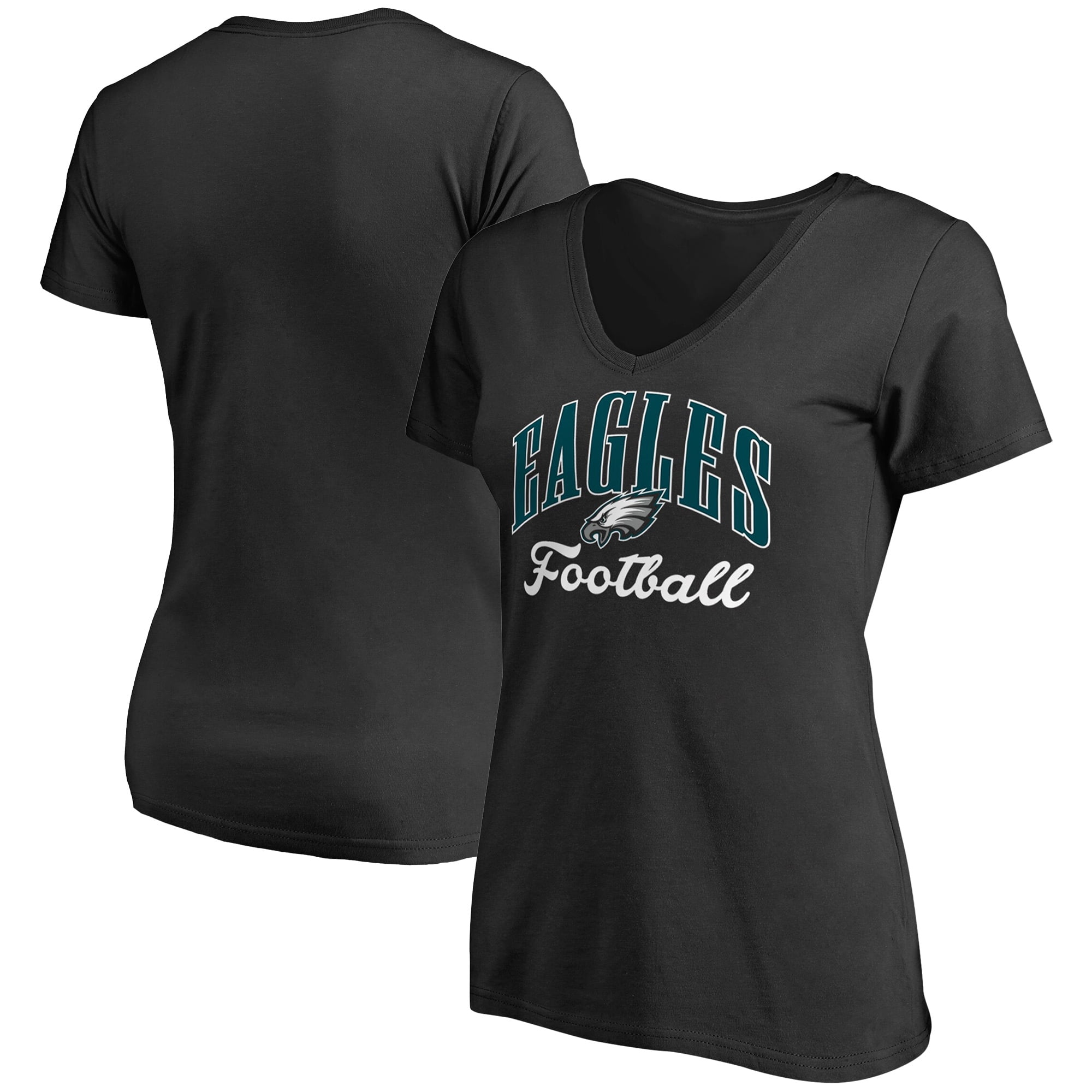 Women's Black Philadelphia Eagles Victory Script V-Neck T-Shirt - Walmart.com