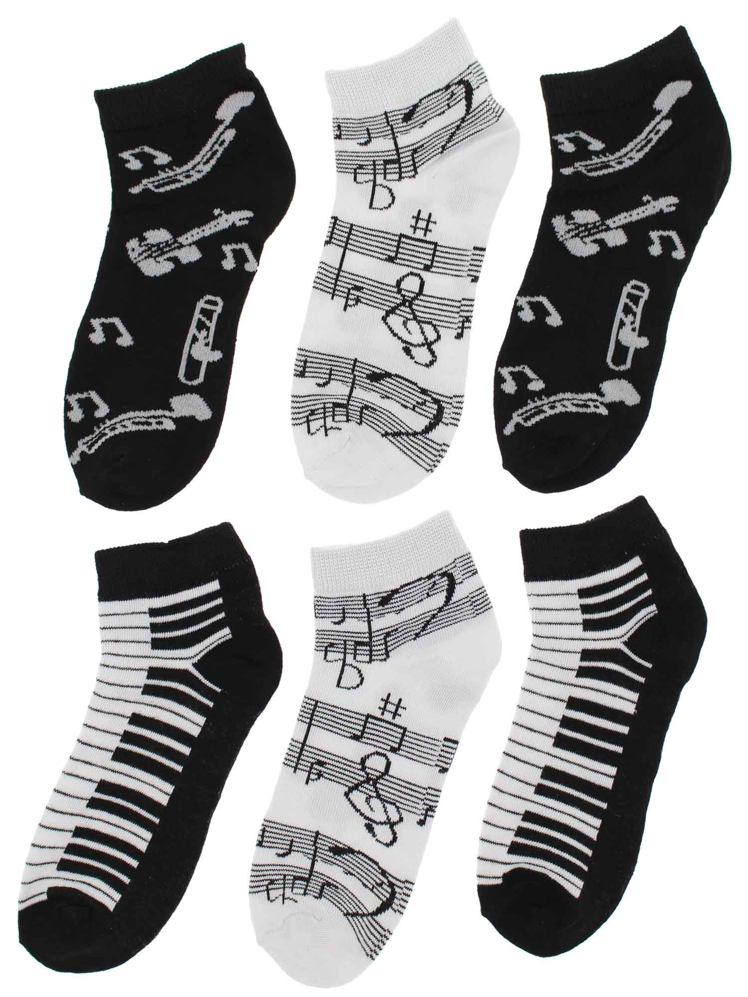 Women's Black White Music Notes, Piano Keys, Instruments Ankle Low Cut ...