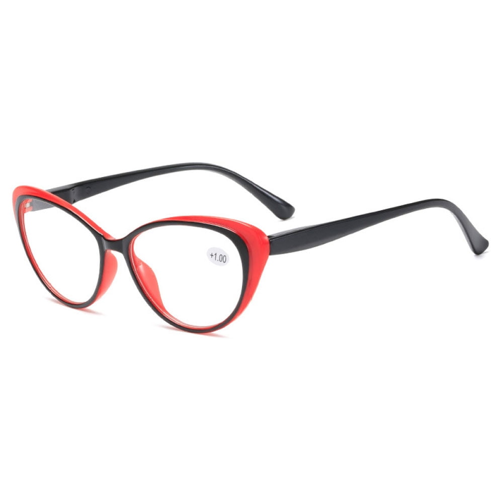 Women's Black and Red Cat Eye Reading Glasses 2.50 Spring Hinge Plastic ...