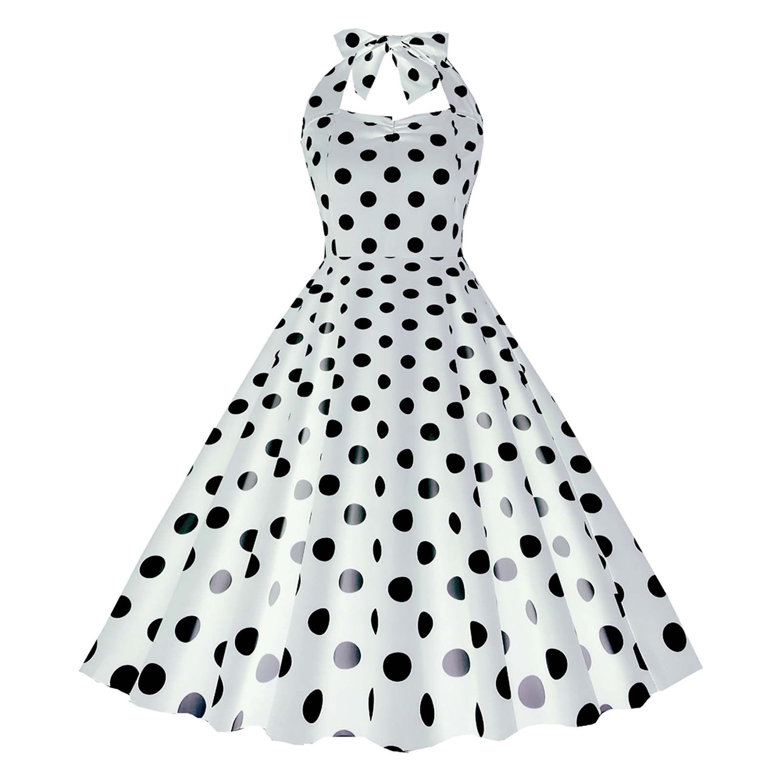 Women's Black and White Polka Dot Dresses 50s Vintage Audrey Dress ...