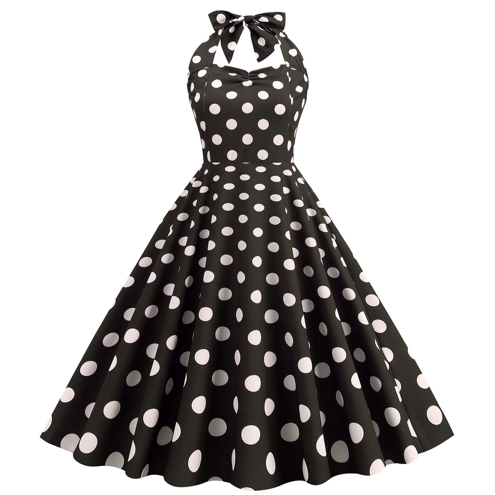 Women's Black and White Polka Dot Dresses 50s Vintage Audrey Dress ...