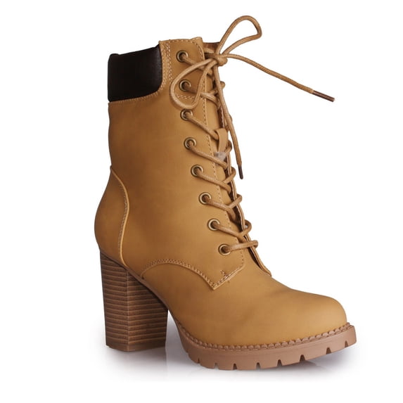 Women’s Block Heel Combat Ankle Boots - Walmart.com
