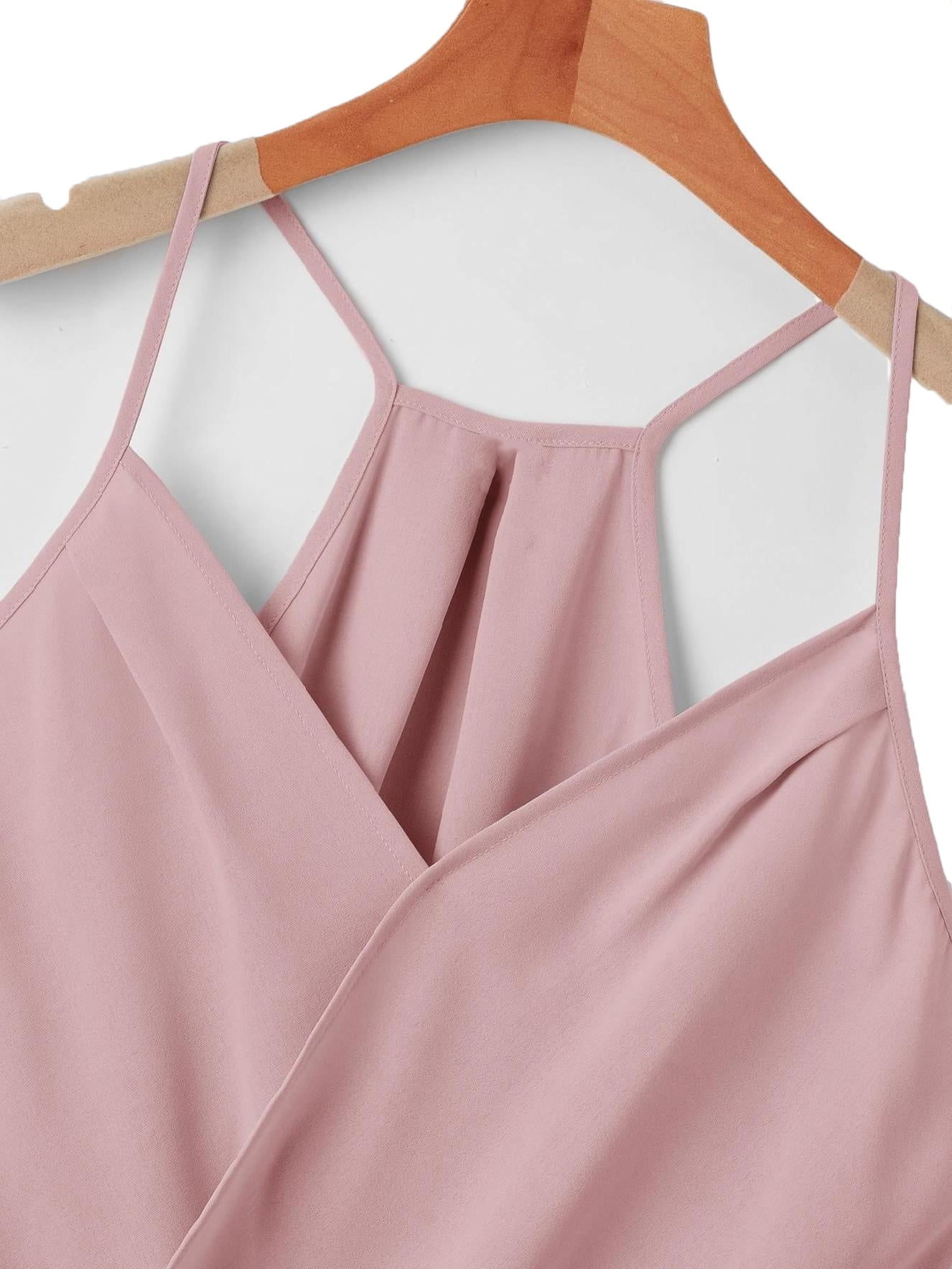 Women's Blouses & Tee Regular Non-Stretch Plain Casual Plain Cami Spaghetti Strap Dusty Pink ...