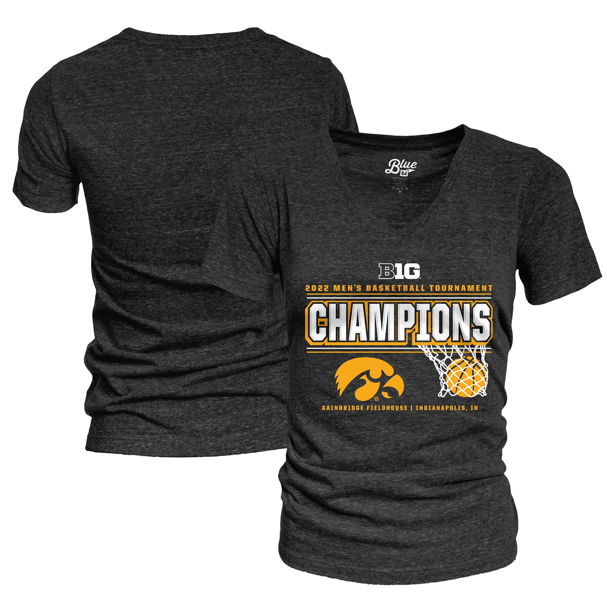 Women's Blue 84 Heathered Black Iowa Hawkeyes 2022 Big Ten Men's ...