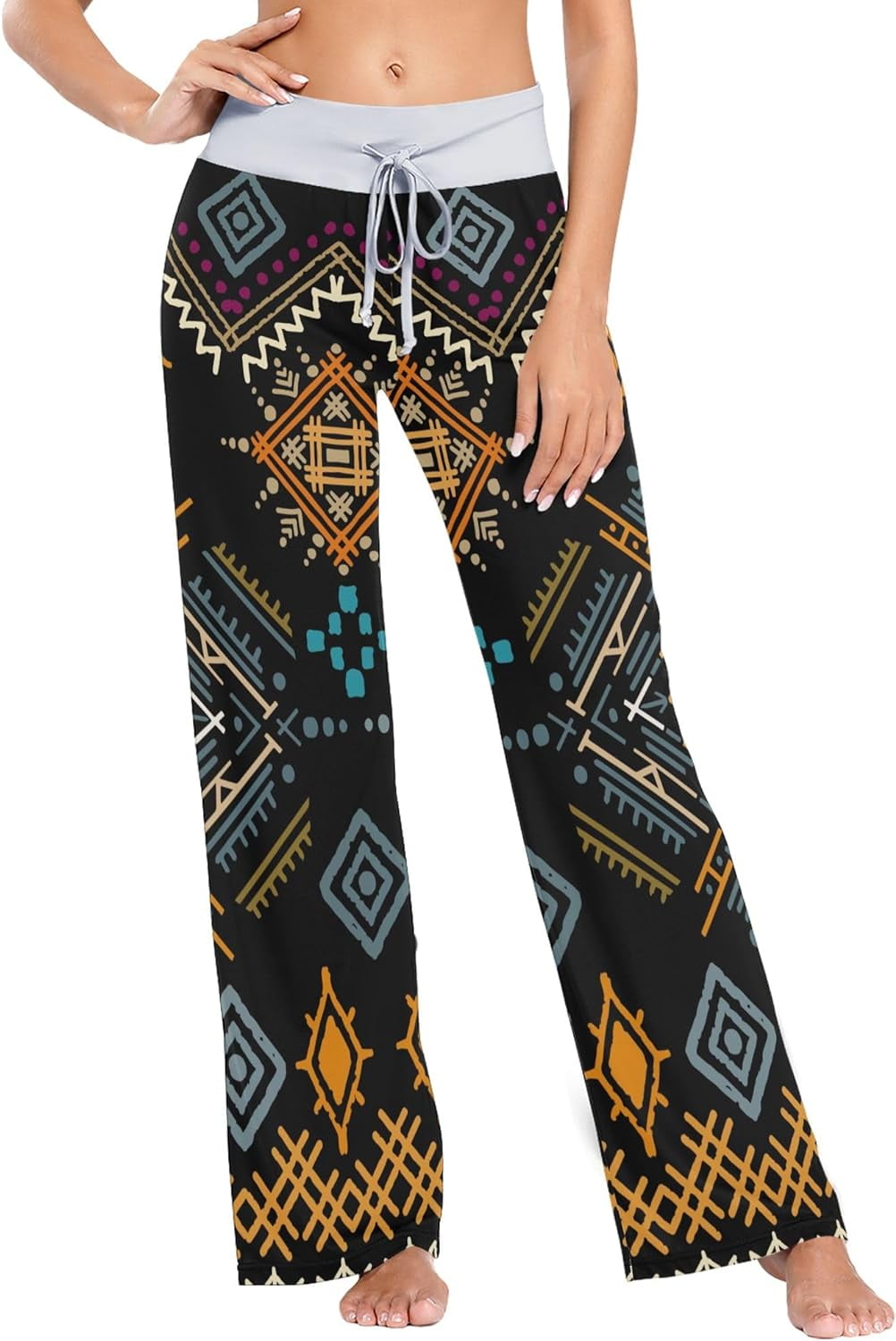 Women's Bohemian Aztec Tribe Boho Pajama Pants, Casual Pajama Bottoms ...