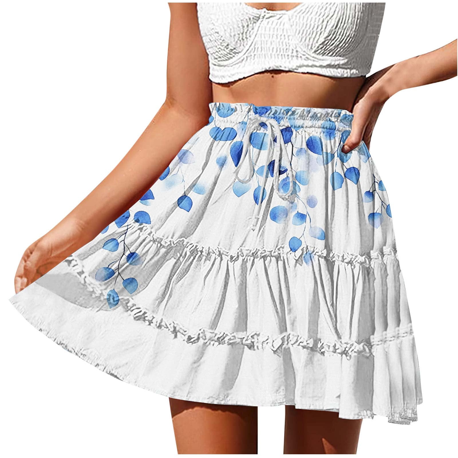 Women's Boho Flowy Skirts – Floral Print Tiered Skorts with High Waist ...
