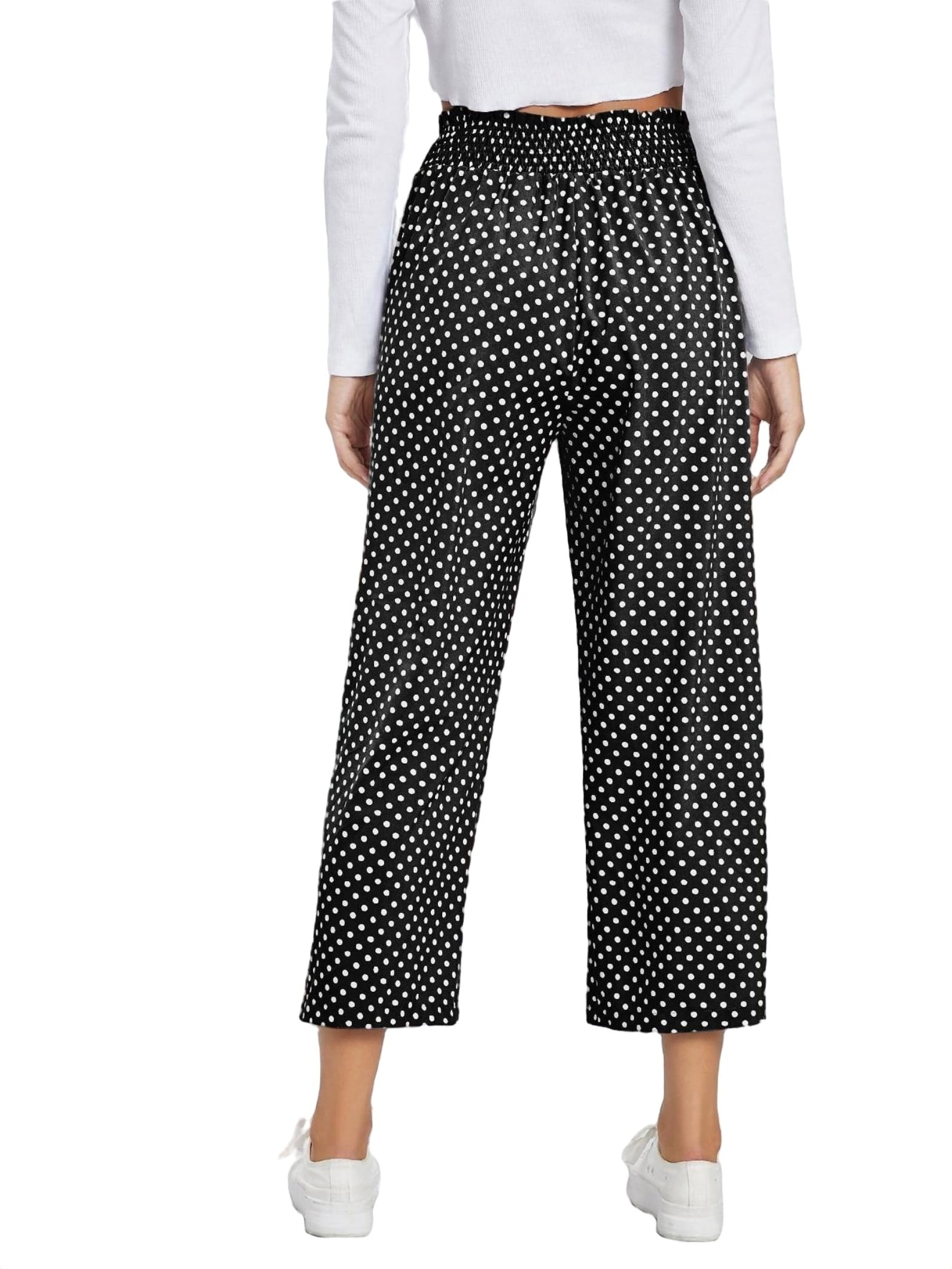 Women's Boho Polka Dot Straight Leg Black and White Pants M (6 ...