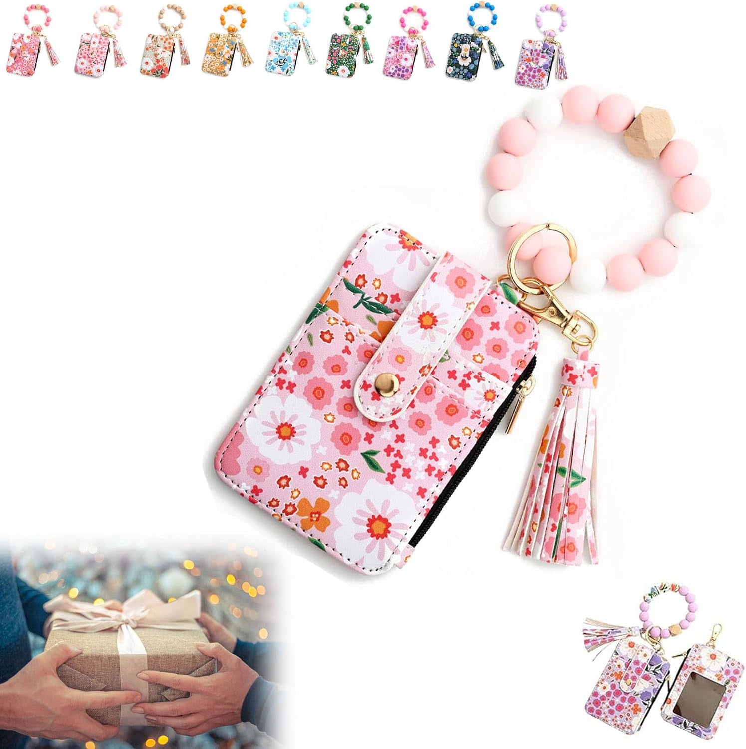 Women's Boho Style Beaded & Tassel Decorated Keychain with Flower ...