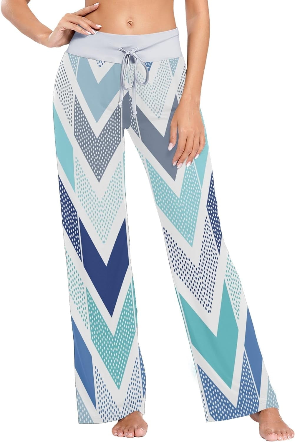 Women's Boho Zig Zag Doodle Dots Chevron Pajama Pants, Casual Pajama ...