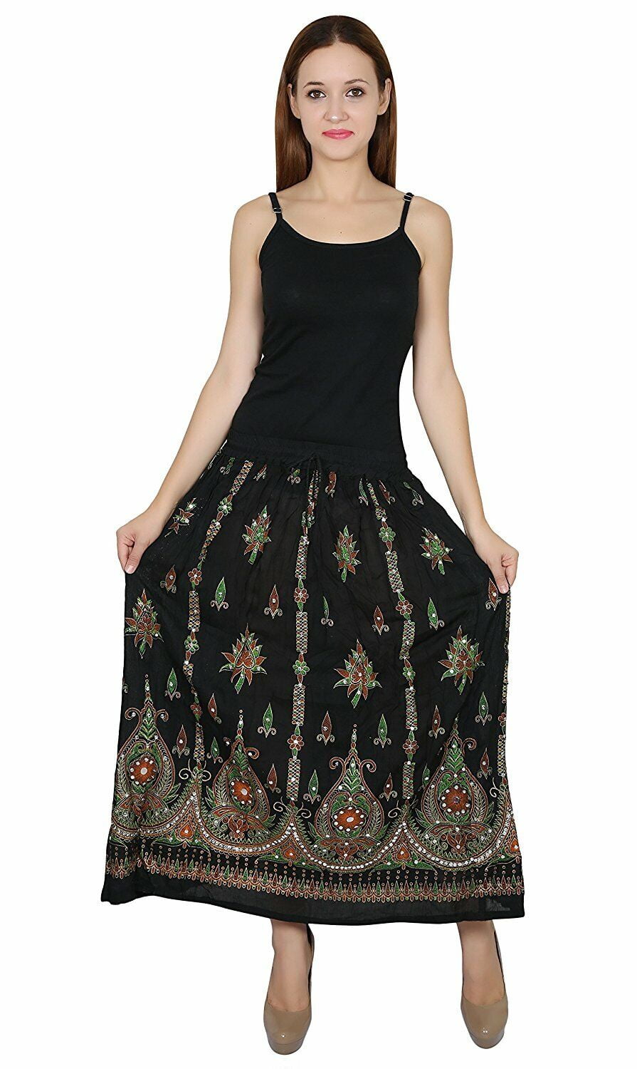 Women's Bollywood Indian Long Skirts Sequins Ankle Length Rayon India ...