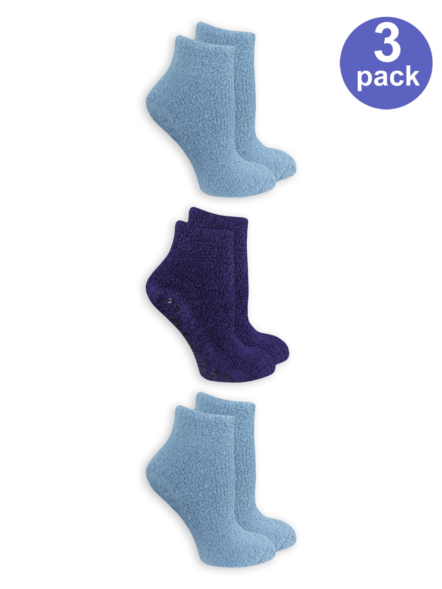 Women's Bonus Pack Low Cut Spa Socks With Grippers 3 Pack - Walmart.com