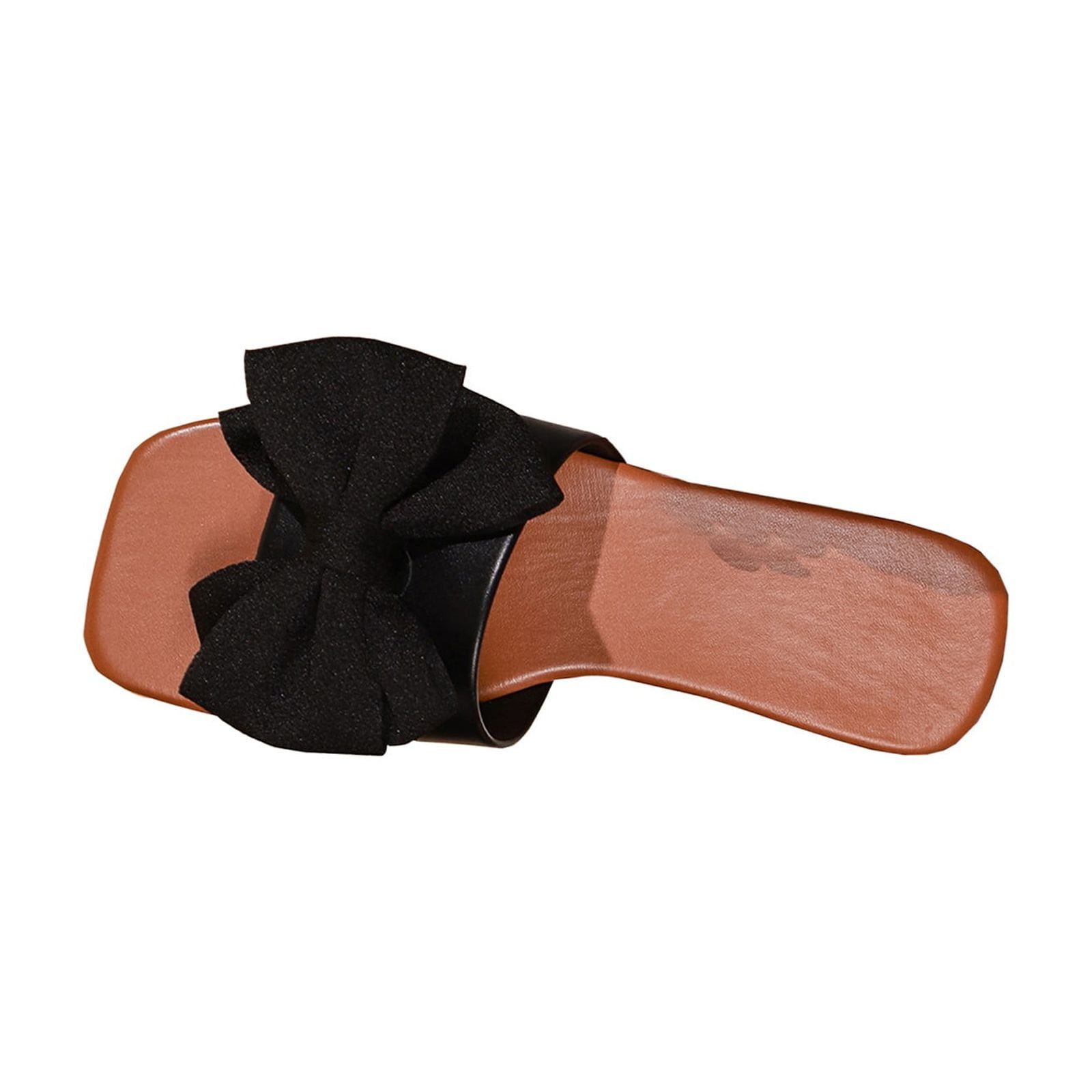 Women's Bow Knot Flat Sandals Open Toe Slip On Slide Slipper Single ...