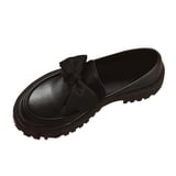 Women's Bow Platform Loafers - Spring Slip-On Chunky Heel Shoes for ...