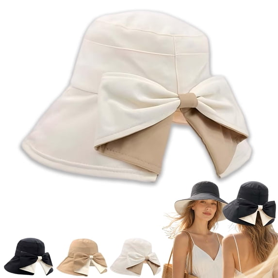 Women's Bowknot Wide Brim Sun Protective Hat, Women's Bowknot Wide Brim ...