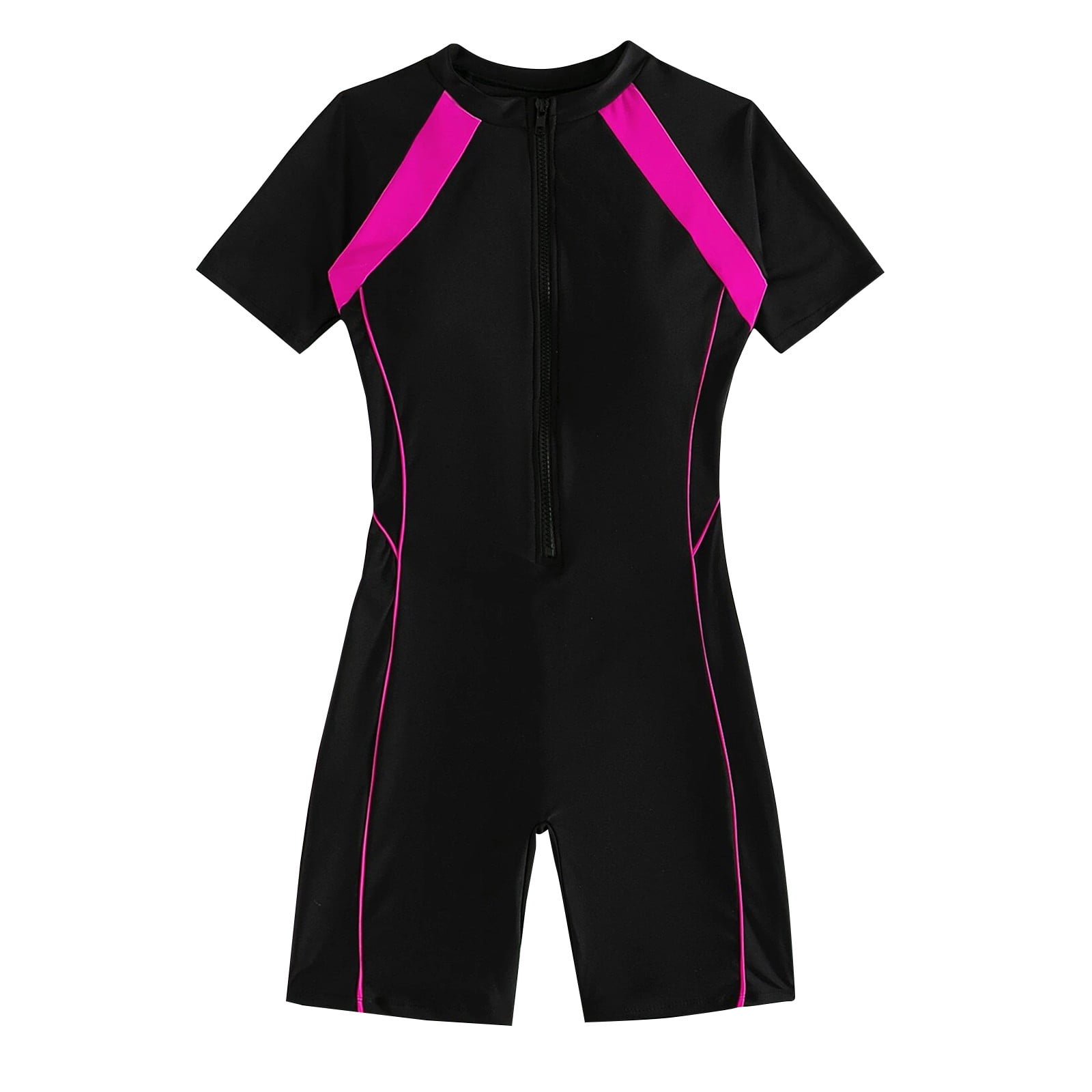 Women's Boyleg One Piece Rash Guard with Built in Bra Zip Front UPF 50 ...
