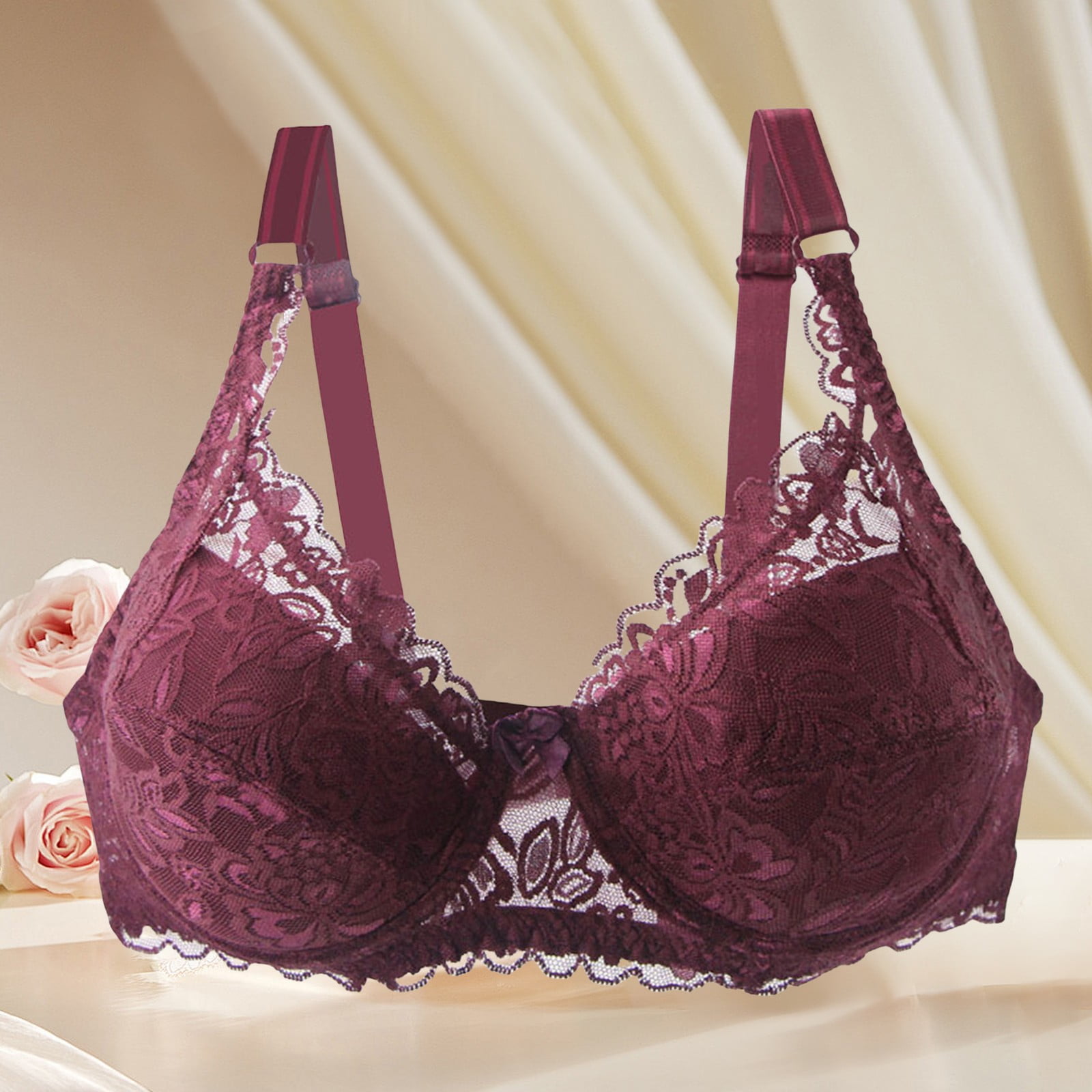 Women's Bra Women'S Sexy Demi Bra - Lace Underwire Half Cup,Red Women's ...
