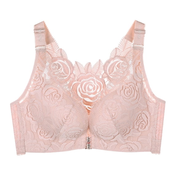 Women's Bra with Front Closure Push Up Lace Pattern Comfortable for ...