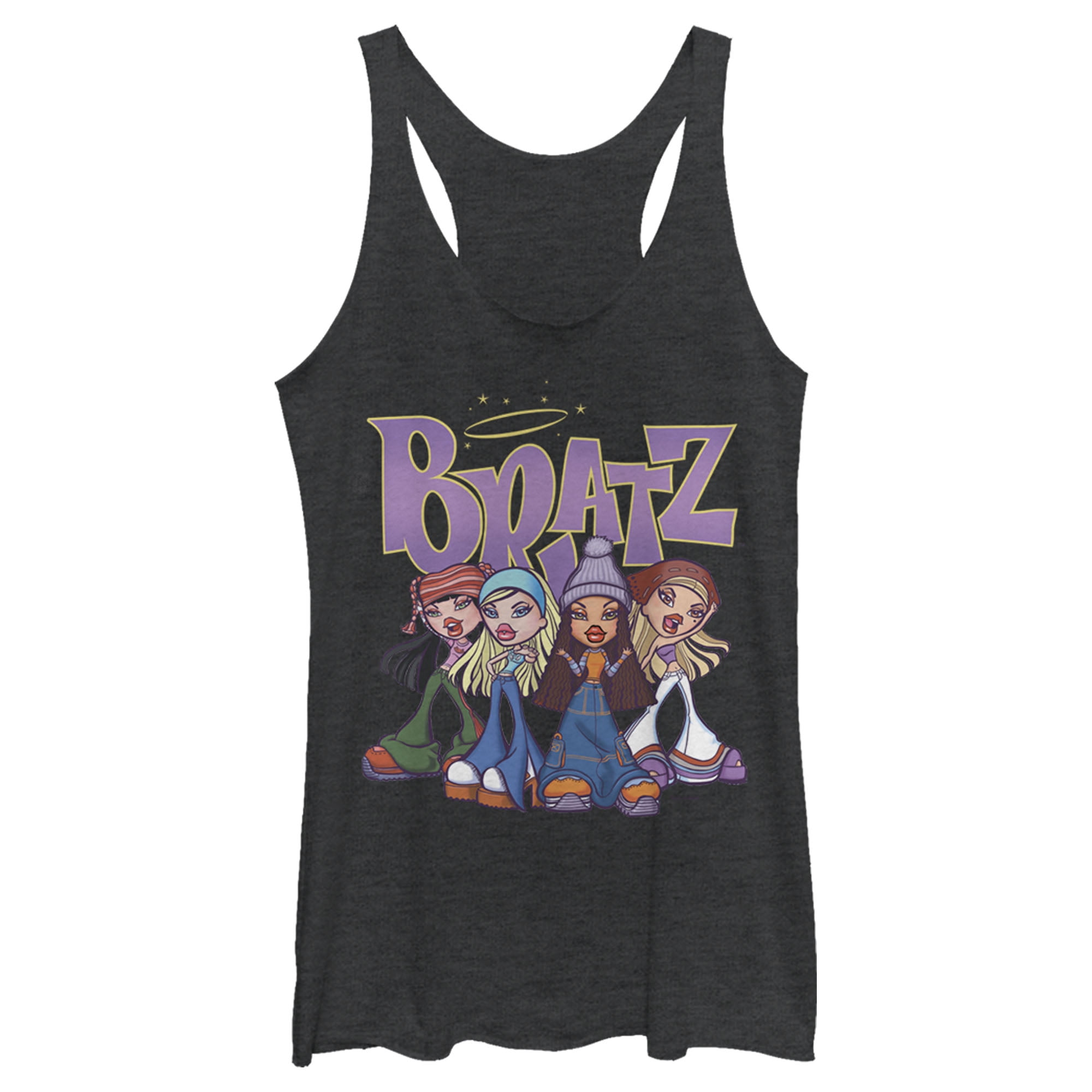 Women's Bratz Original Favorites Racerback Tank Top Black Heather 2X ...
