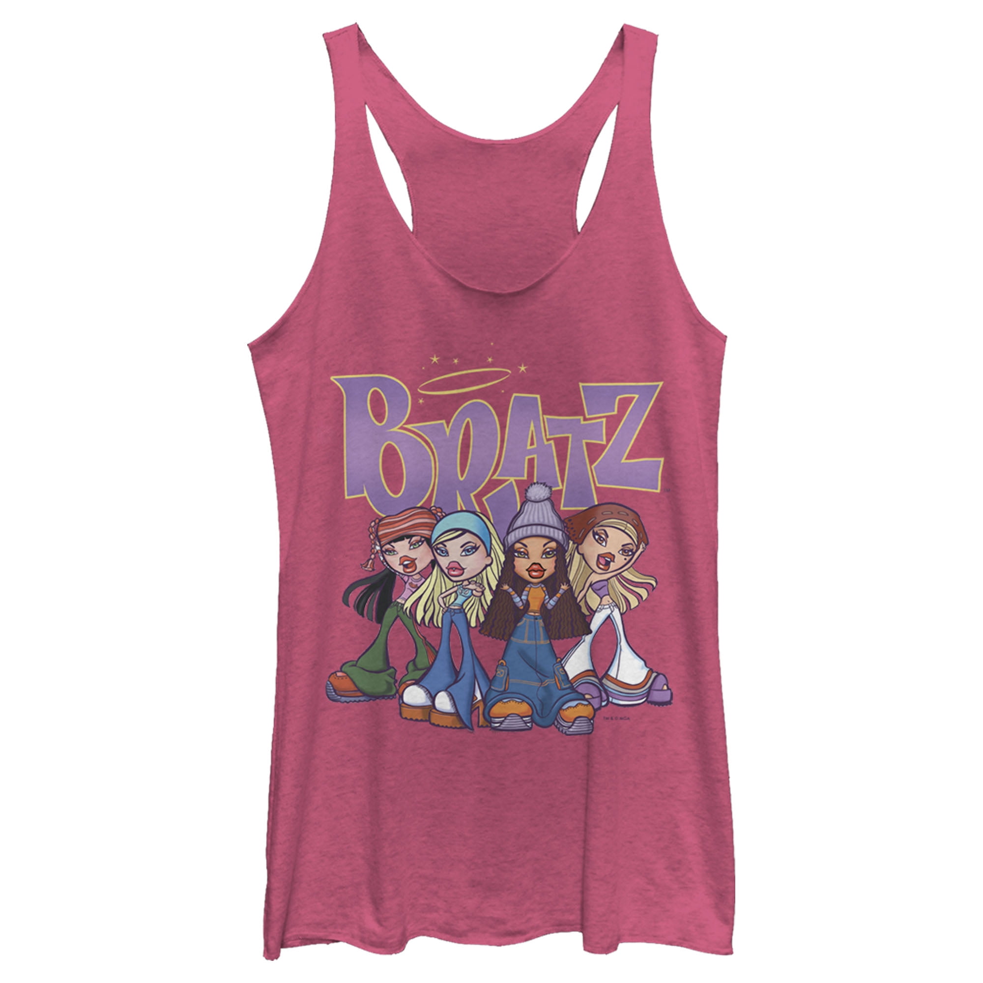 Women's Bratz Original Favorites Racerback Tank Top Pink Heather 2X ...