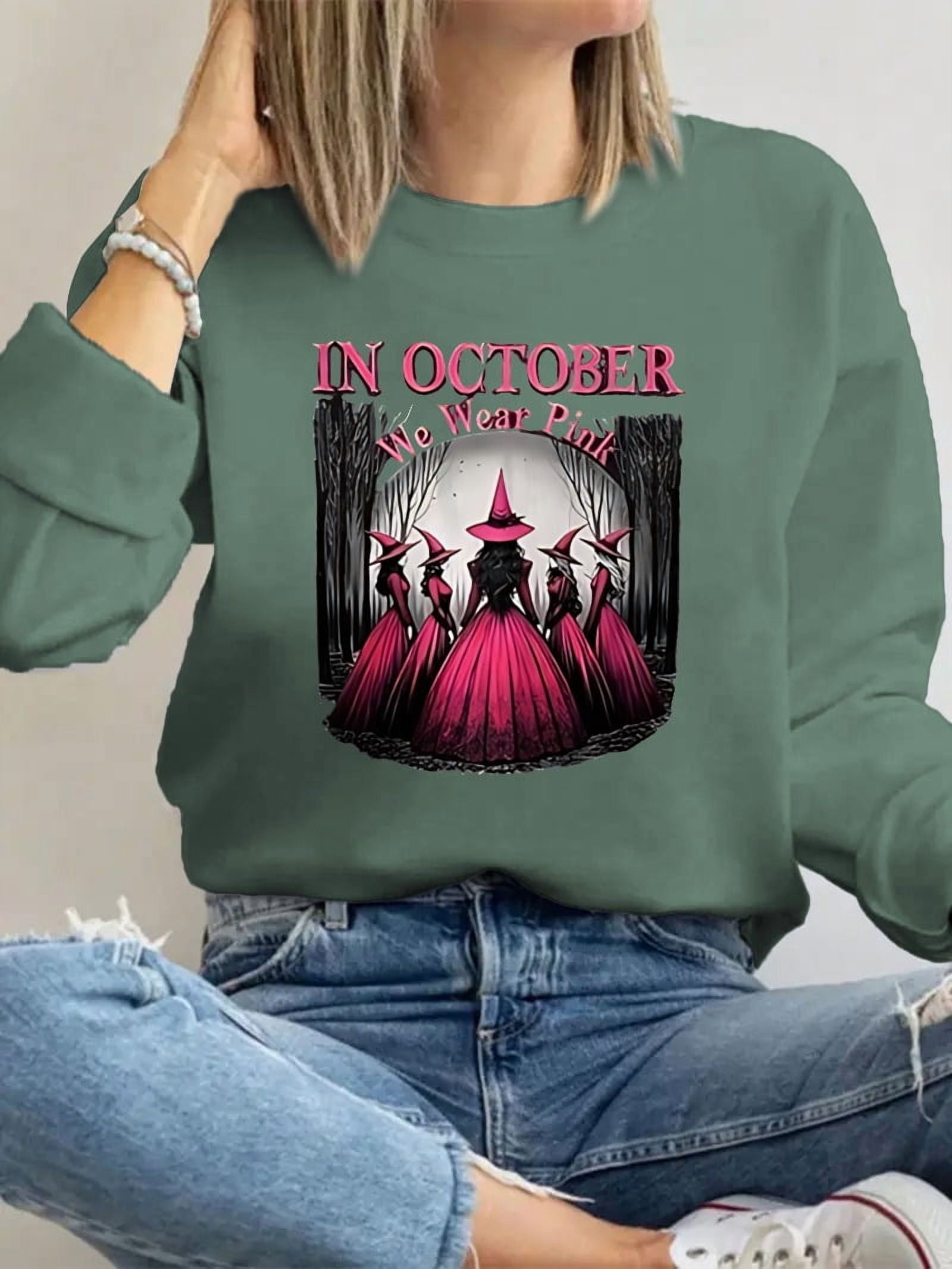 Women's Breast Cancer Awareness Sweatshirt in October We Wear Pink ...