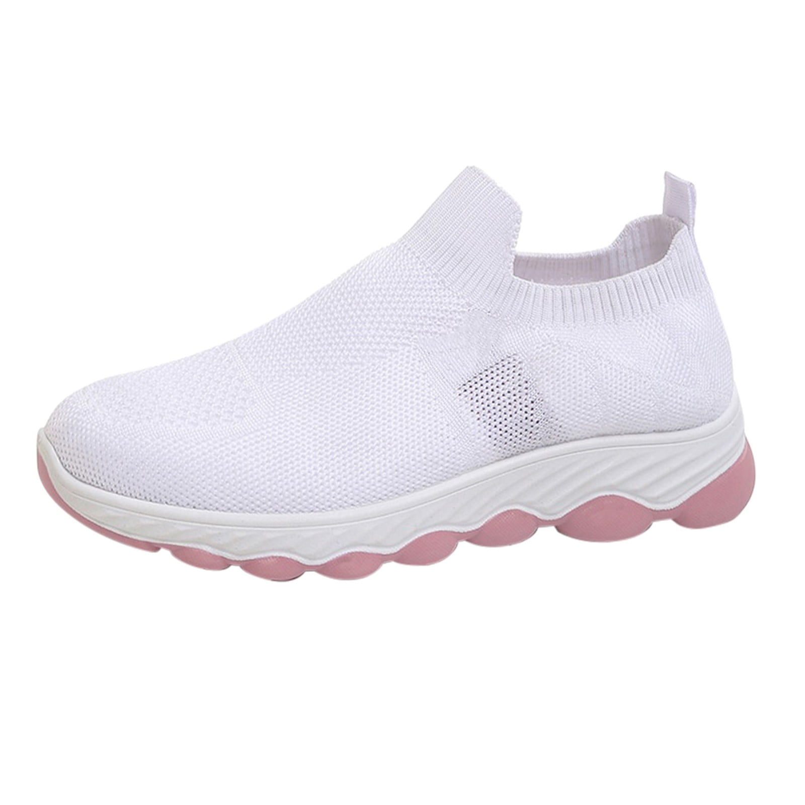 Women's Breathable Fly‑knit Slip‑on Platform Sneakers, Elastic Sock ...