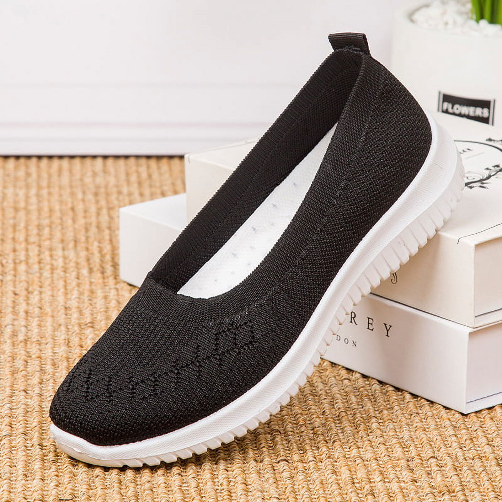Women’s Breathable Walking Shoes Anti Slip Mesh Flats Soft Gym Sneakers ...