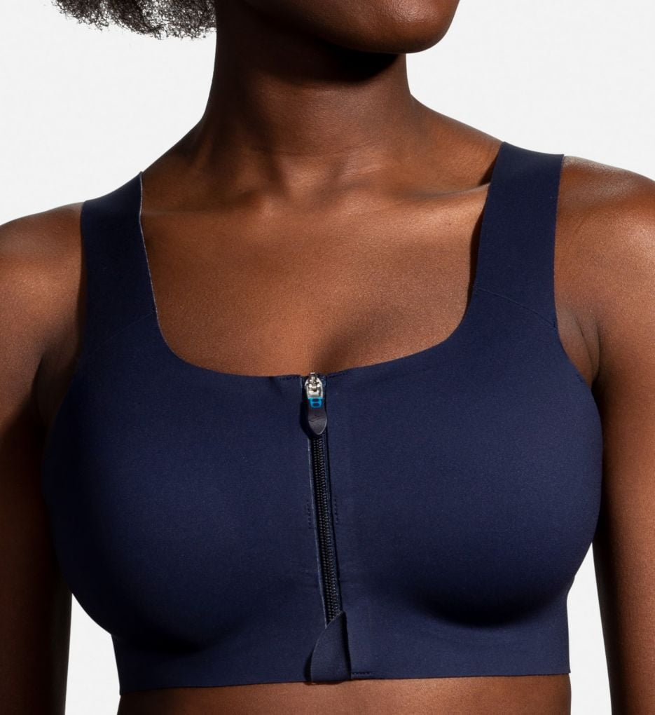 Women's Brooks 350075 Dare Zip Front DriLayer Sports Bra (Navy 32C/D) - Walmart.com