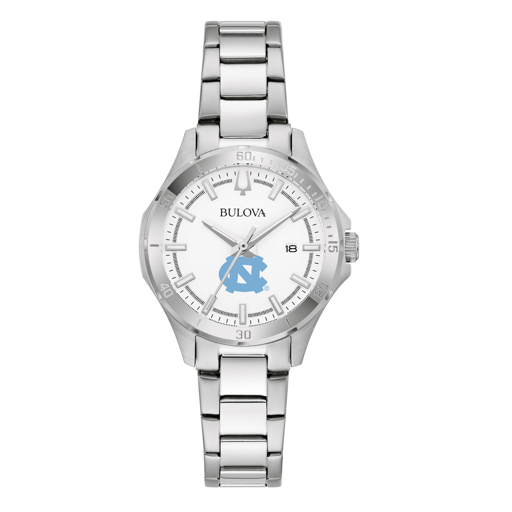 Women's Bulova Silver North Carolina Tar Heels Stainless Steel Sport ...