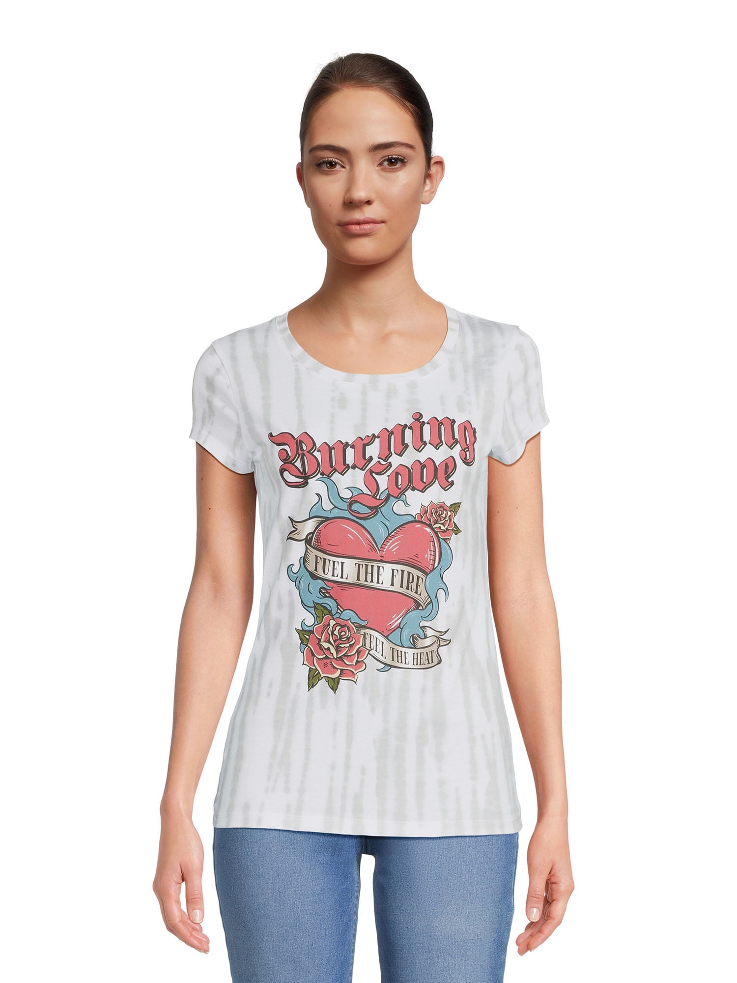 LICENSE Women's Burning Love Graphic Tee, Short Sleeves, Cotton Blend, Sizes XS-XXXL - Walmart.com