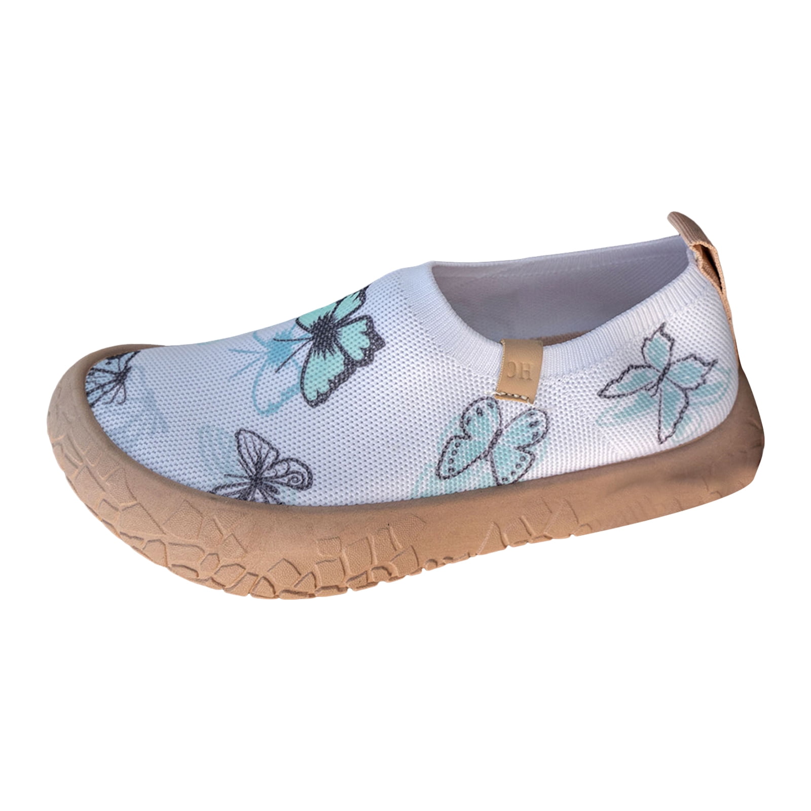 Women's Butterfly Print Stretchy Knit Casual Barefoot Shoes Wide Toe ...