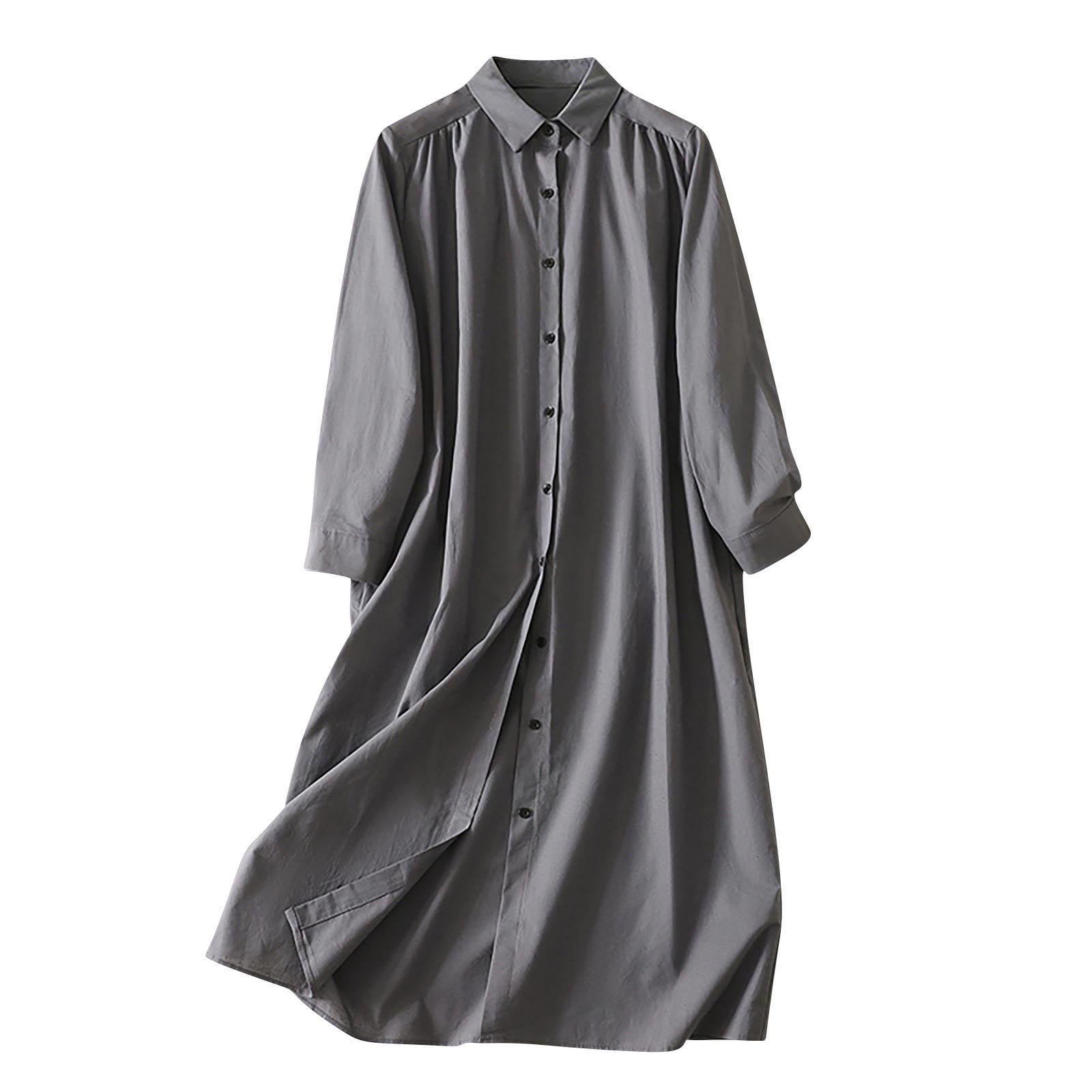 Women's Button Down Tunic Shirt Cotton Linen Long Sleeve Oversized ...