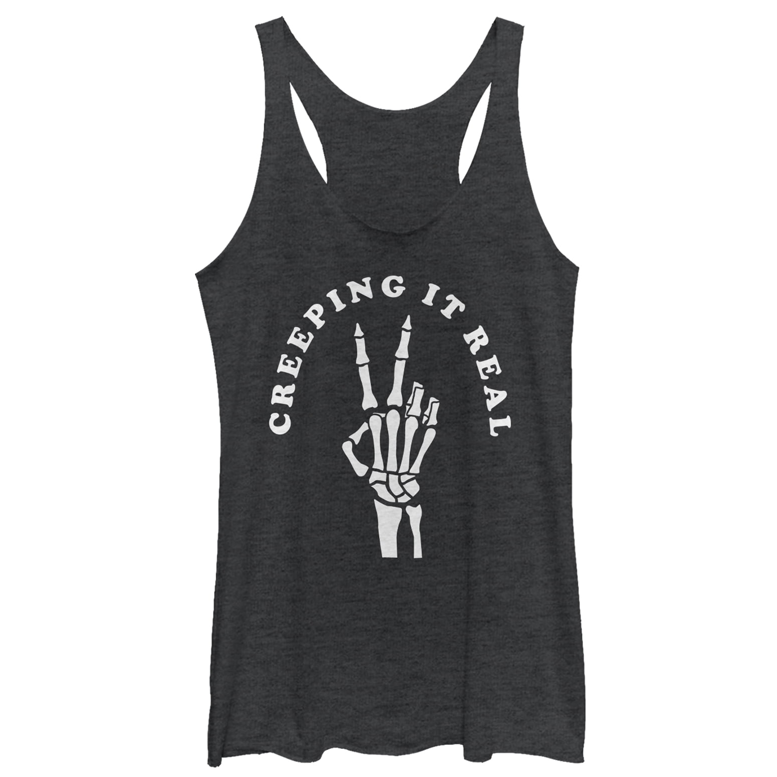 Women's CHIN UP Halloween Creepin' Real Skeleton Racerback Tank Top ...