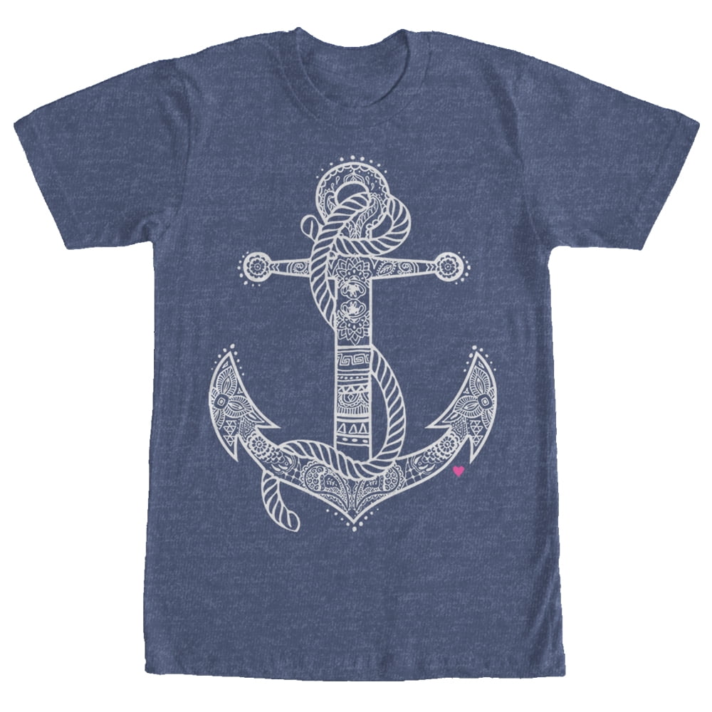 Women's CHIN UP Henna Anchor Boyfriend Graphic Tee Navy Blue Heather ...