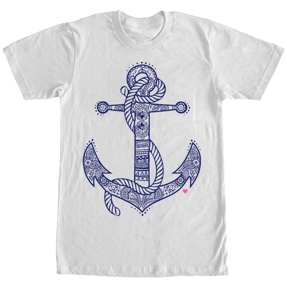 Women's CHIN UP Henna Anchor Boyfriend Graphic Tee White Large ...