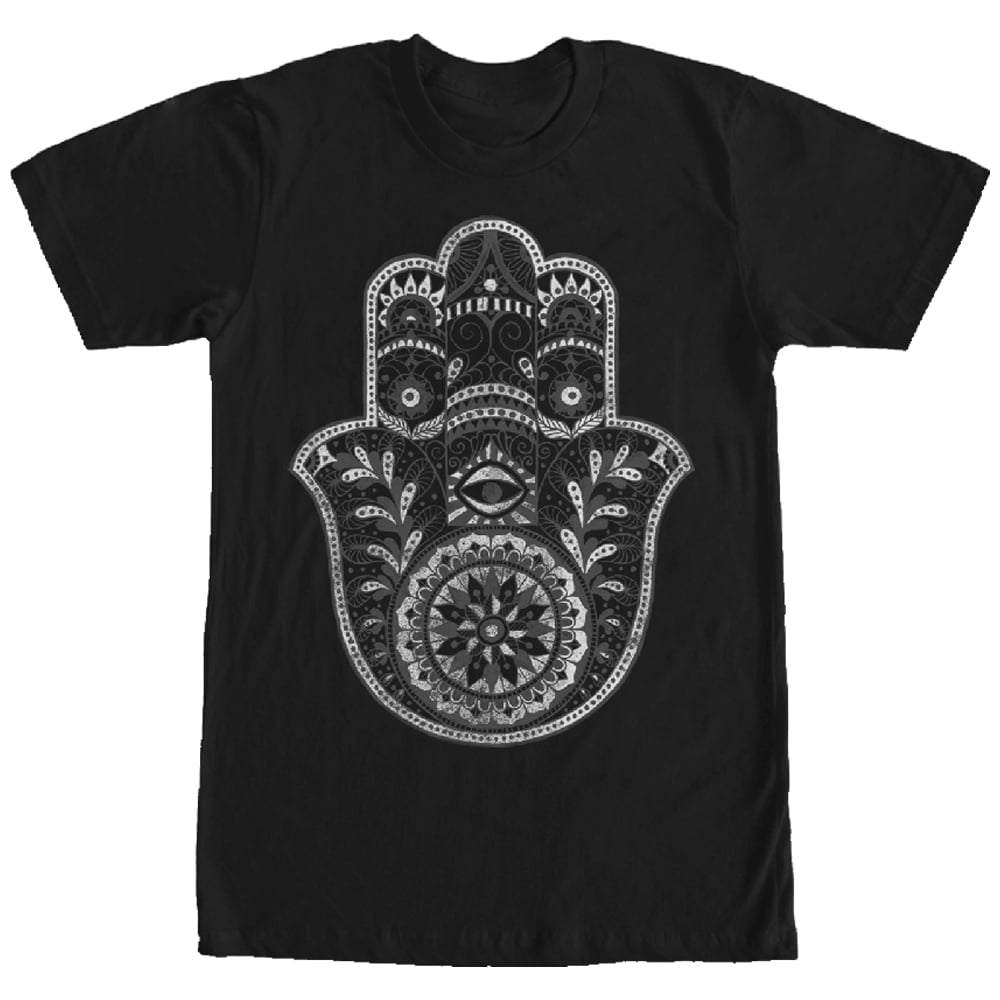 Women's CHIN UP Henna Hamsa Hand Boyfriend Graphic Tee Black X Large ...