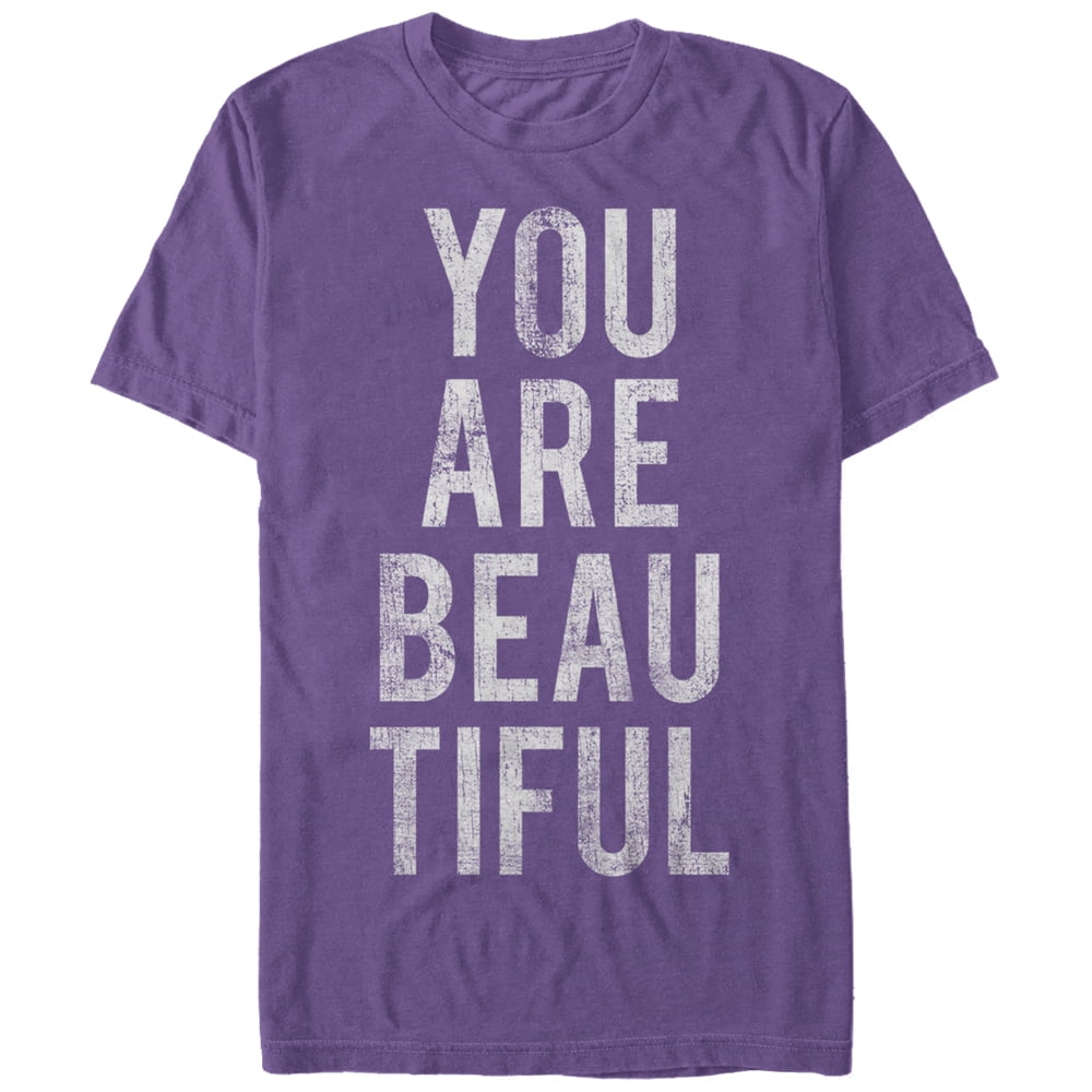 Women's CHIN UP You are Beautiful Vertical Boyfriend Graphic Tee Purple ...