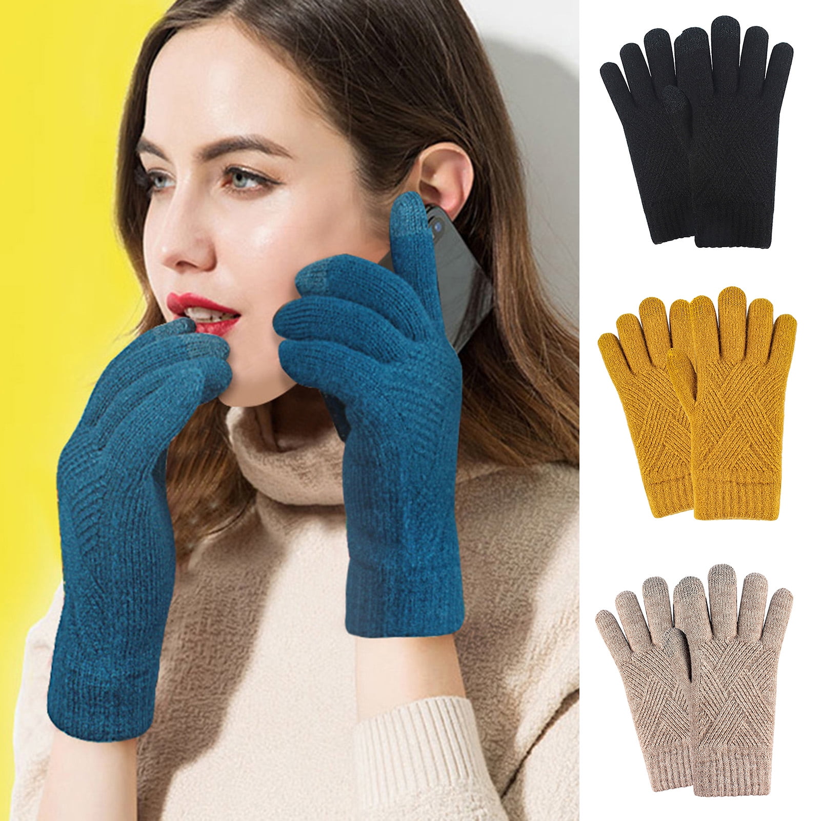 Women s Cable Knit Gloves with Touchscreen Palm Patches