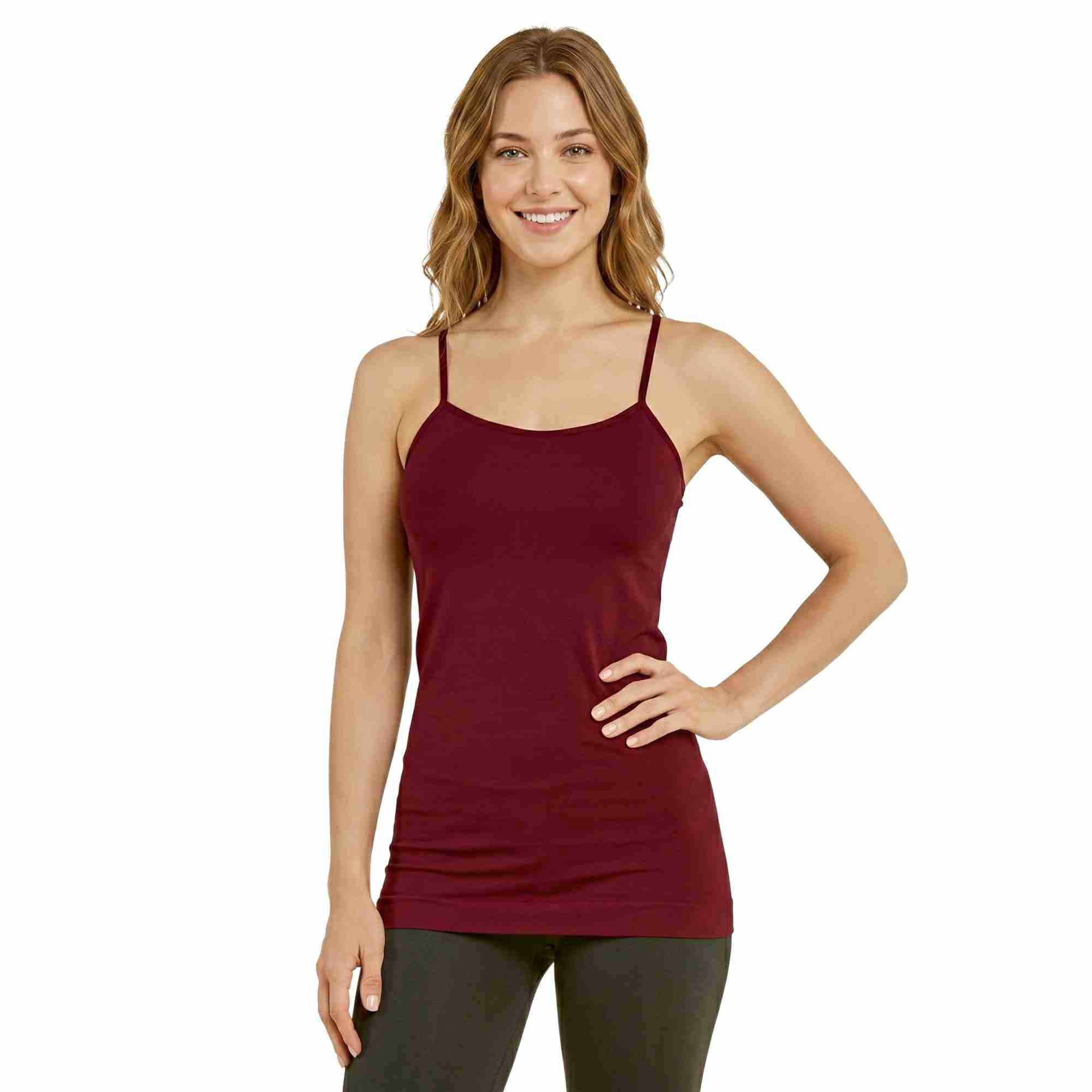 COUVER Women's Adjustable Spaghetti Strap Camisole Top Burgundy 1-Pack ...