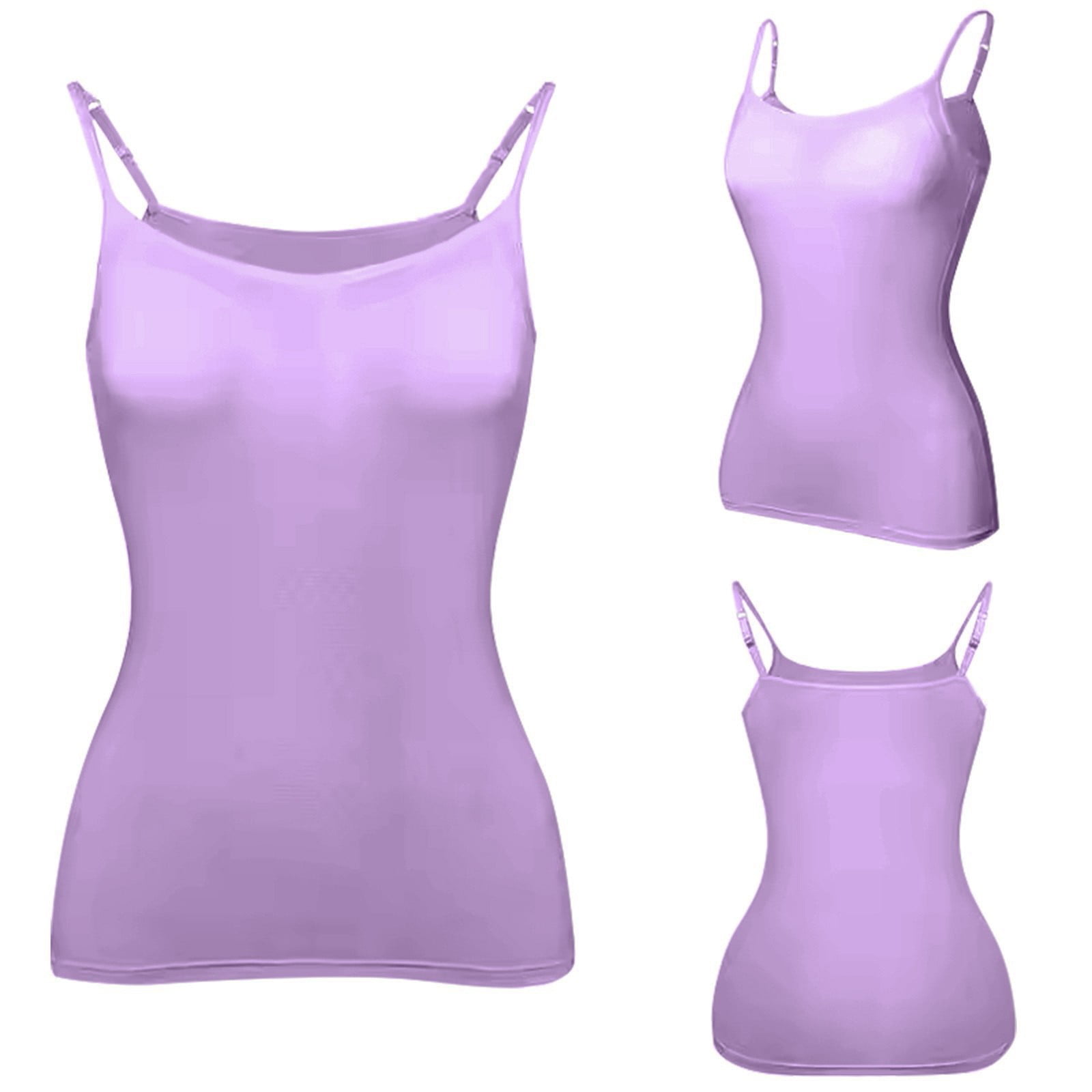 Women's Camisole with Built in Bra Tank Tops for Layering Stretch ...