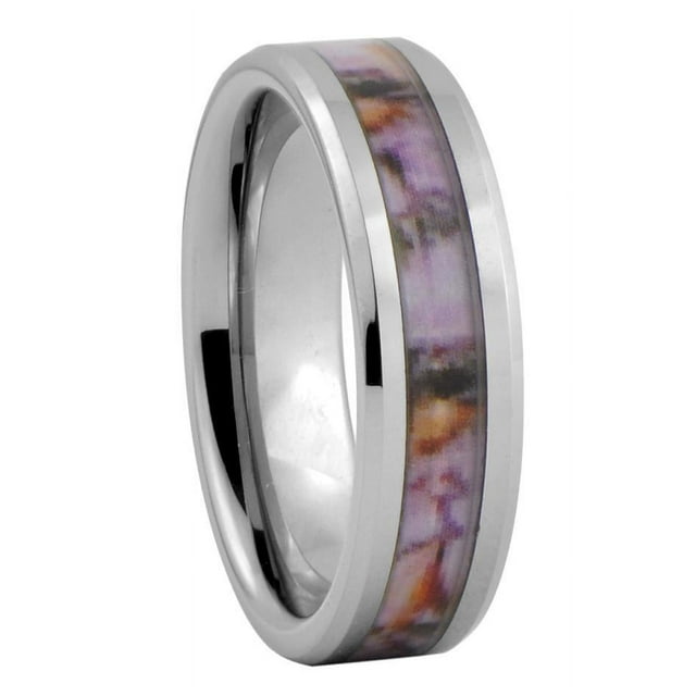 Women's Camo Hunting Camouflage Wedding Band Ring Pink/Rose 6mm ...