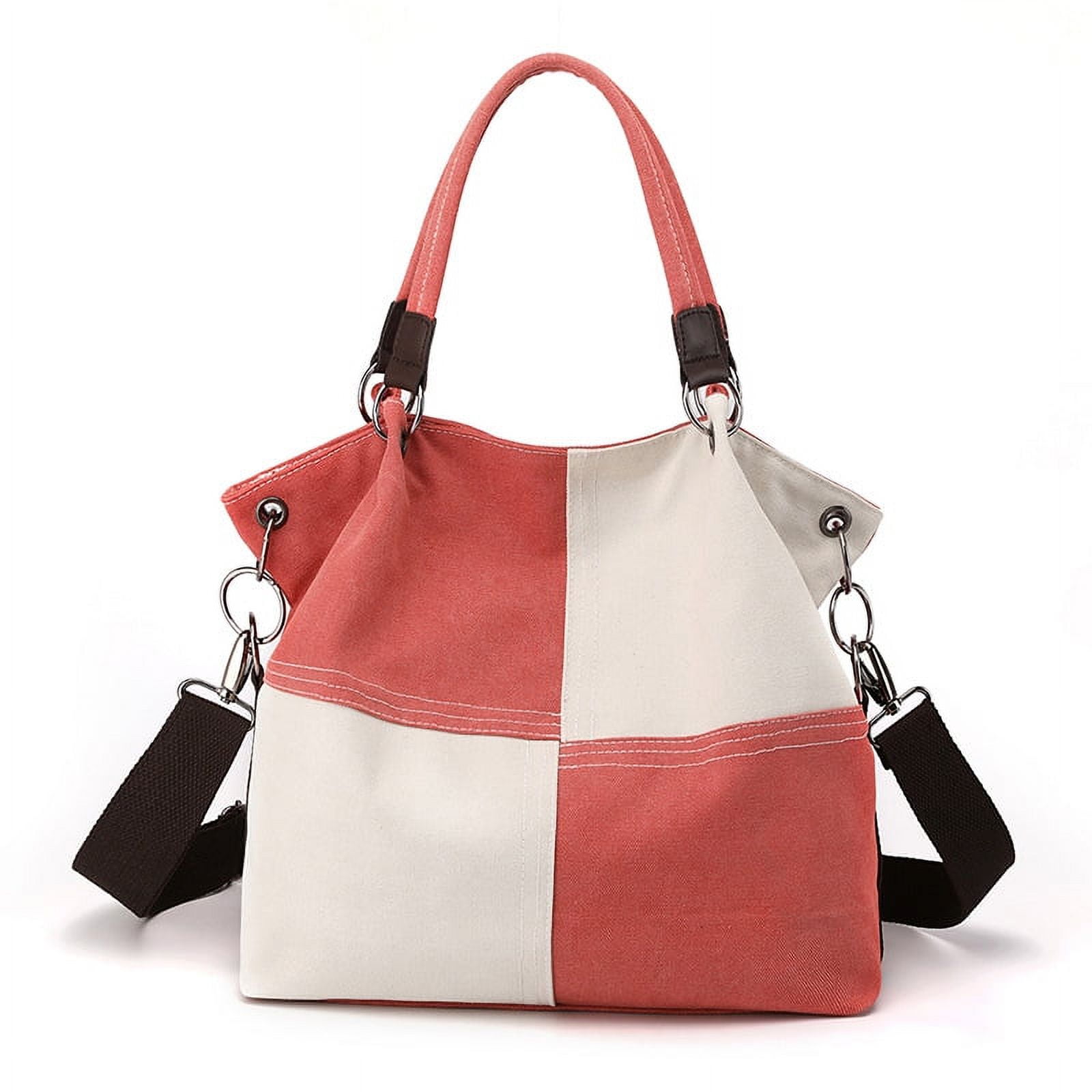 Women's Canvas Bag Hand-held Crossbody Bag Spliced contrasting Color ...