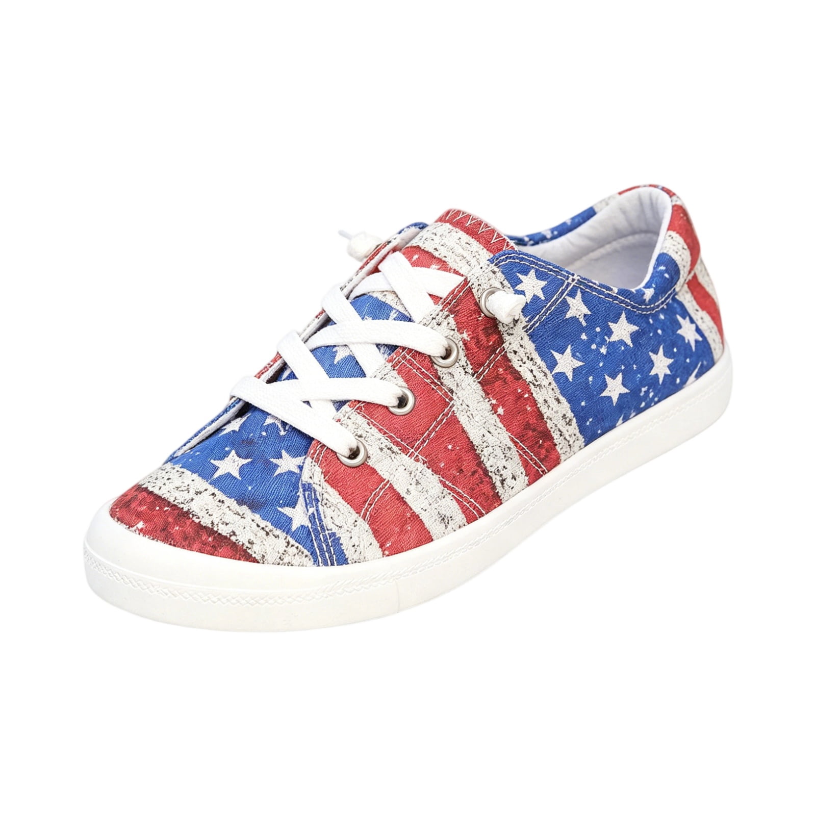 Women's Canvas Sneakers Casual Slip On Low Top Shoes with American Flag ...