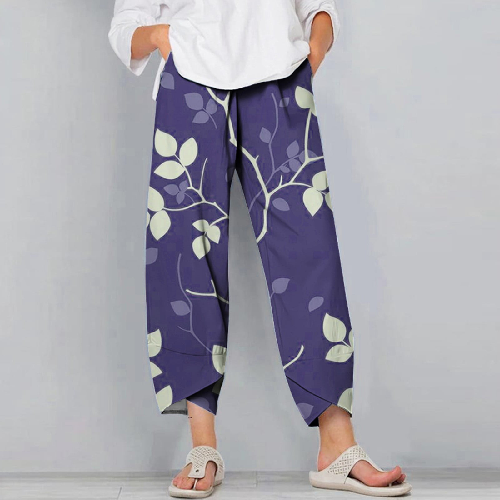 Women's Capri Pants Clearance Printed Capris Comfy Lounge Elastic Waist ...