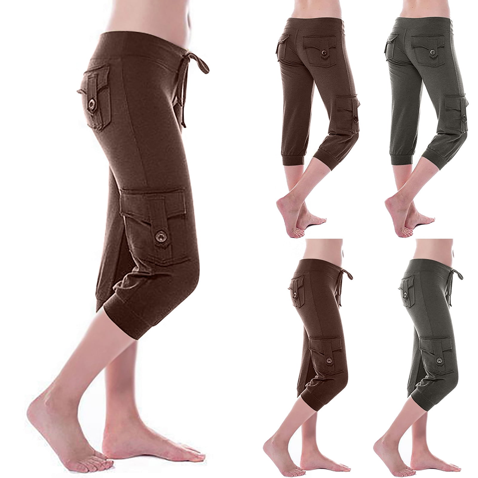 Women's Capris And Cropped Pants Workout Out Leggings Stretch Waist ...